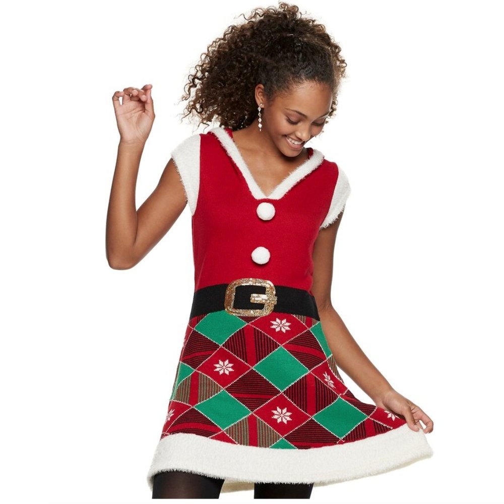 It's Our Time Christmas Hooded Sweater Dress S Holida… - Gem